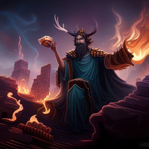 Hades holding lava cup - AI Generated Artwork - NightCafe Creator
