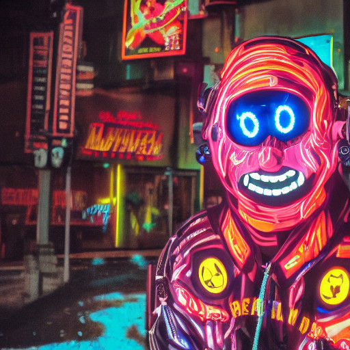 Cyberpunk Outcast in Neon-Lit Night - AI Art