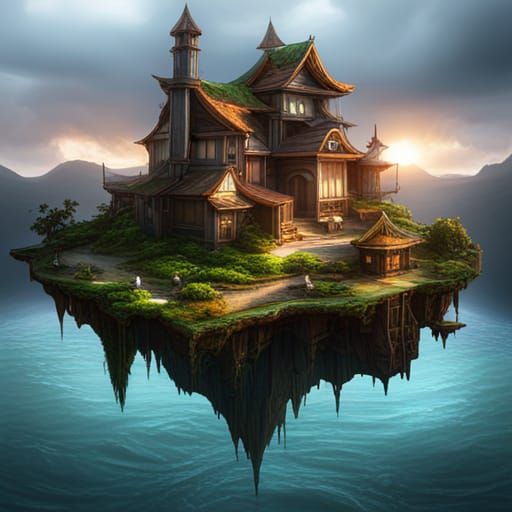 Cool Floating Island - AI Generated Artwork - NightCafe Creator