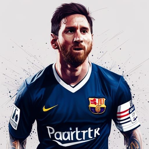 portrait of Lionel Messi, football player from FC Barcelona, showcasing ...