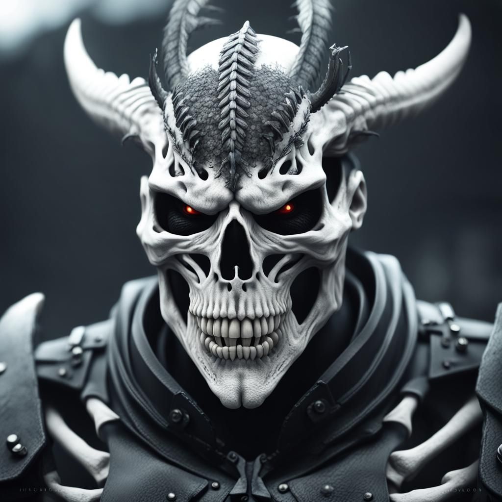 anthromorphic dragon human, muscular, white COD skeleton face paint ...