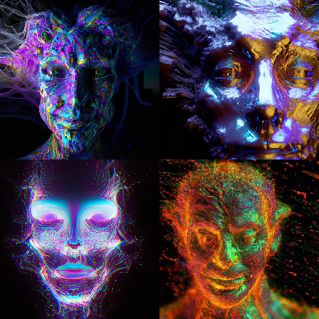 3d render of a Face made of psychedelic coloured Lightning, 8k ...
