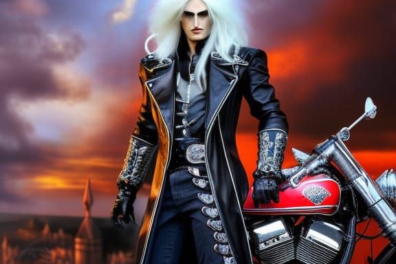 Vampire Alucard from Castlevania - biker on a Harley Davidson ...