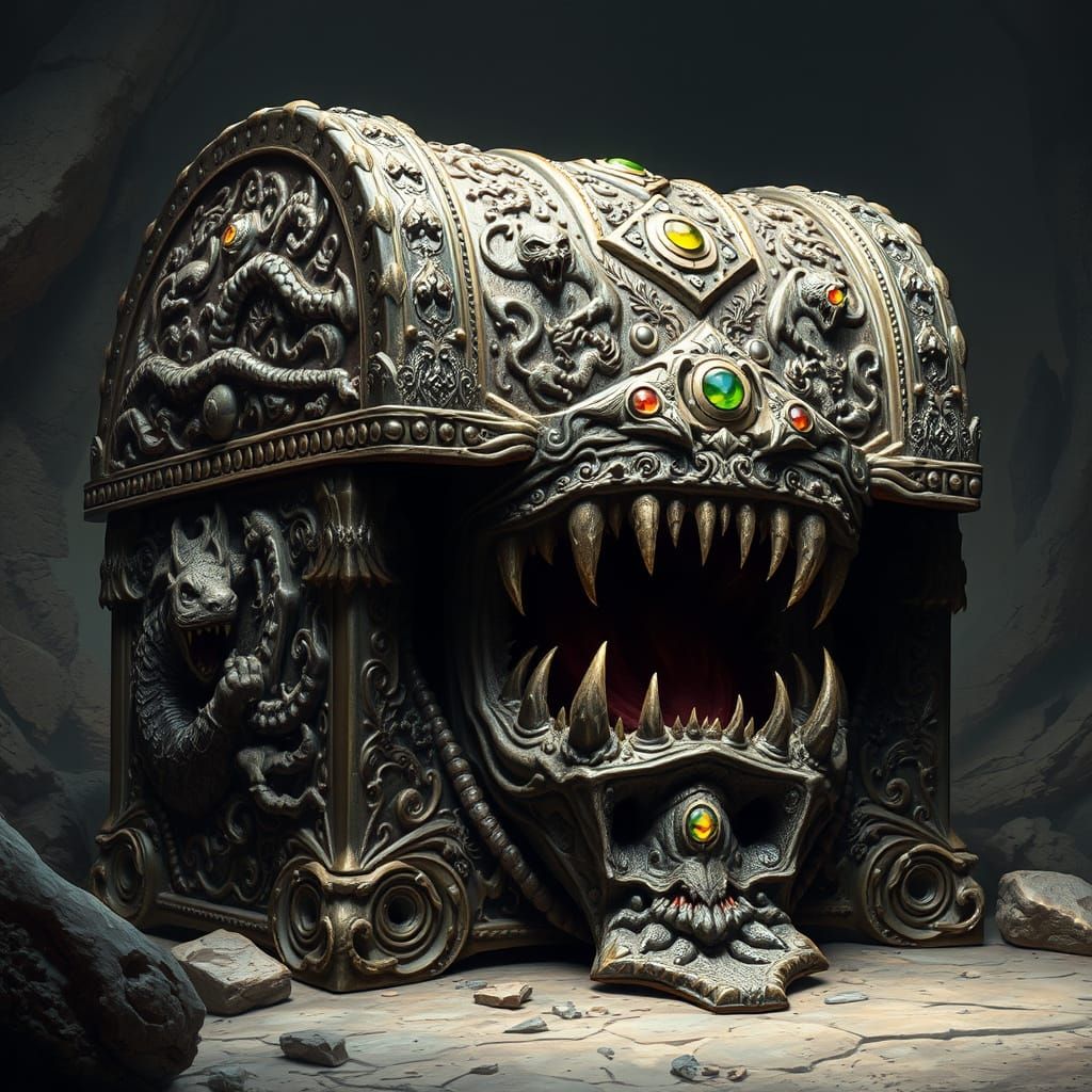 Treasure-Chest-Mimic Monster - Ancient Dark Fantasy Monster ...