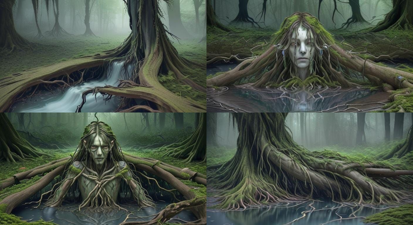 A 3D HGR (((of a strange designed a weeping sad shattered man made of ...