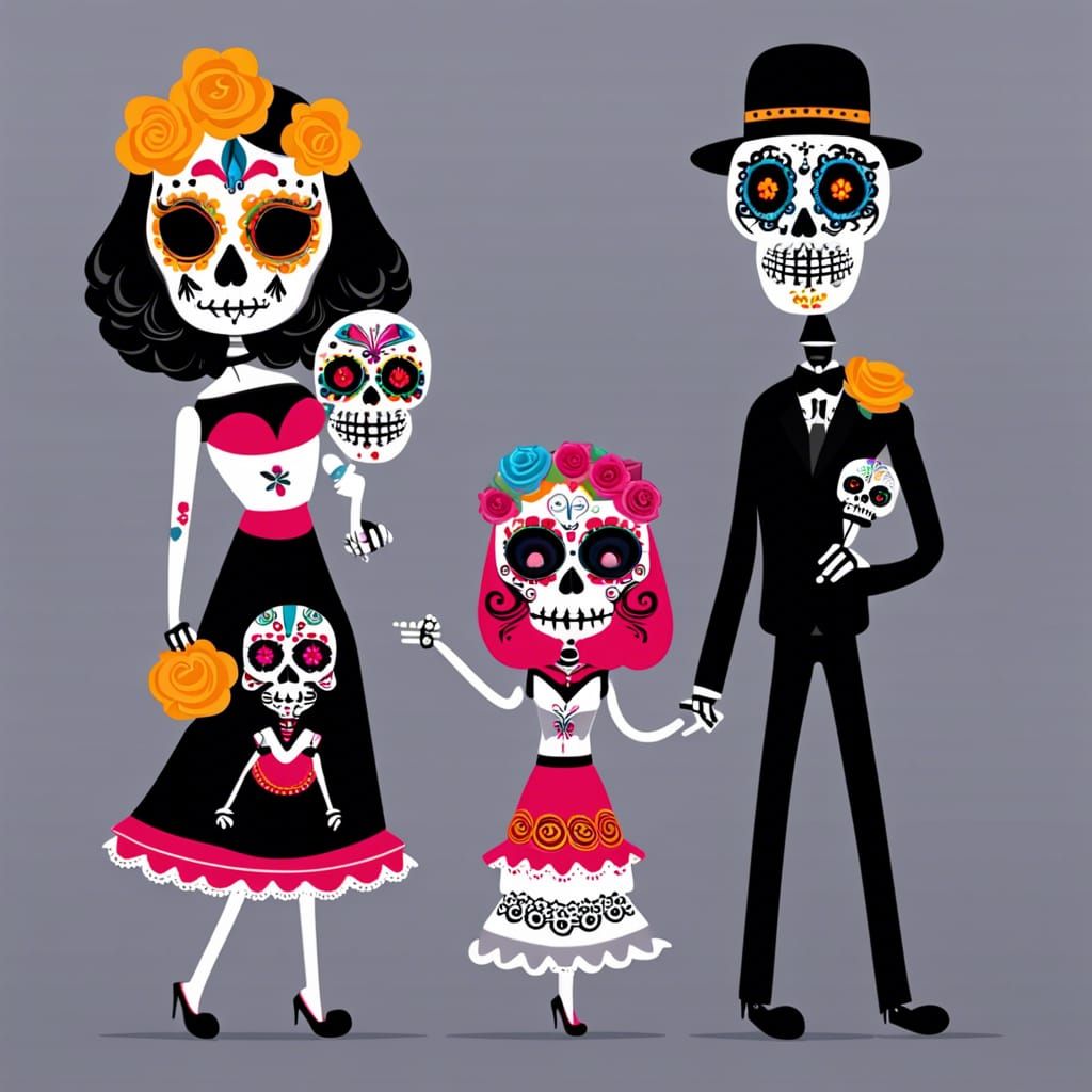 Sugar Skull Family - AI Generated Artwork - NightCafe Creator