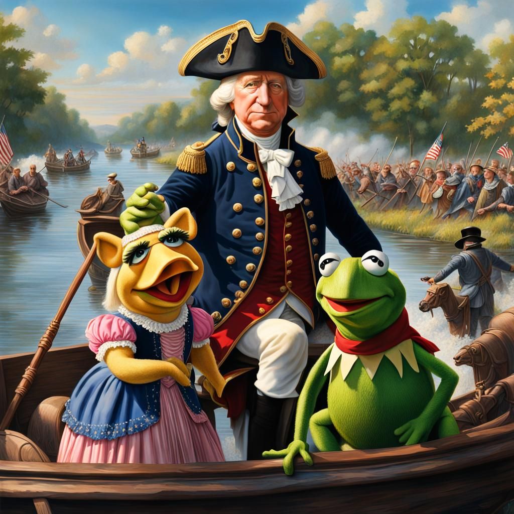 Washington meets Kermit the Frog and Miss piggy, after crossing the ...