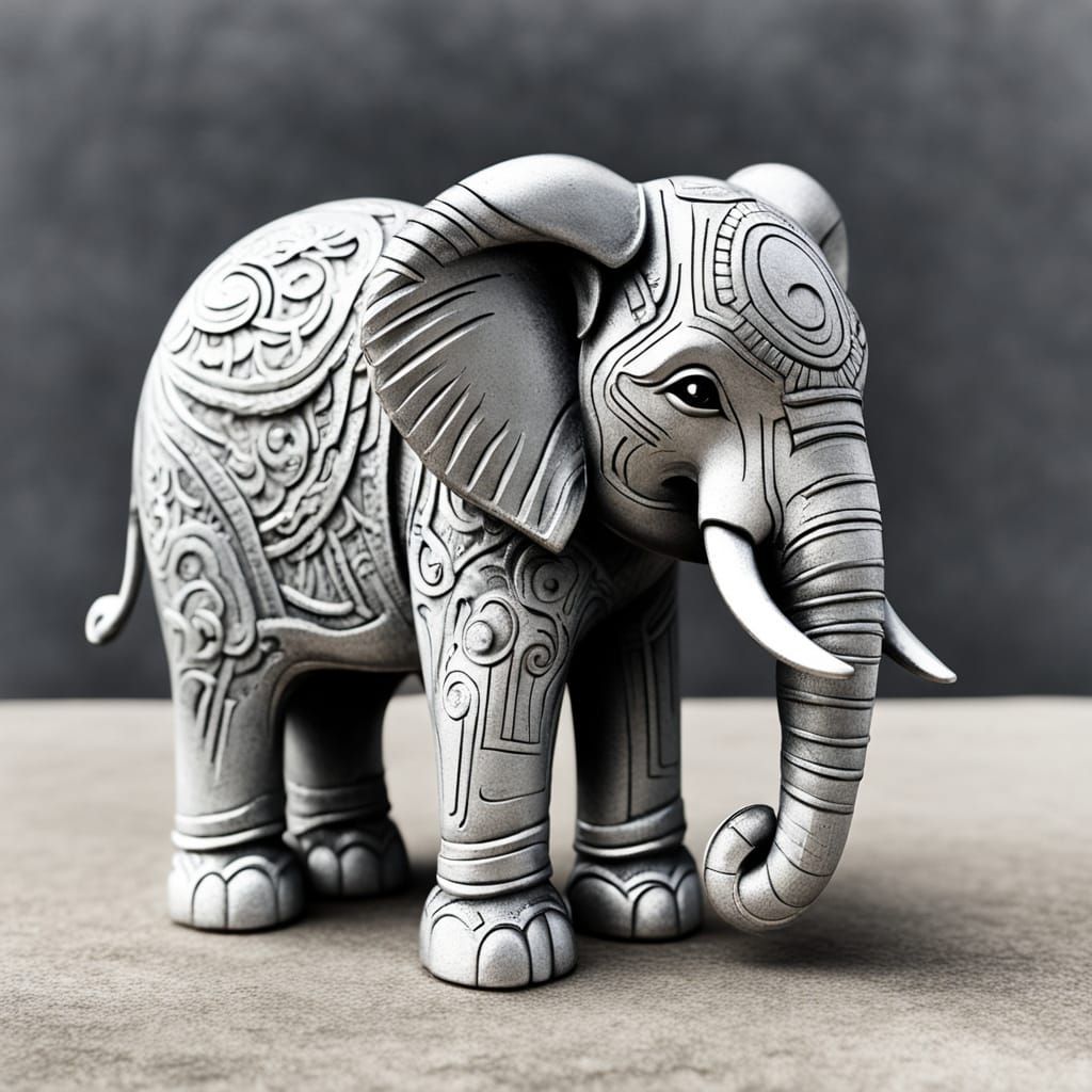 Cute silver elephant concrete art - Abstract Silver Elephant...