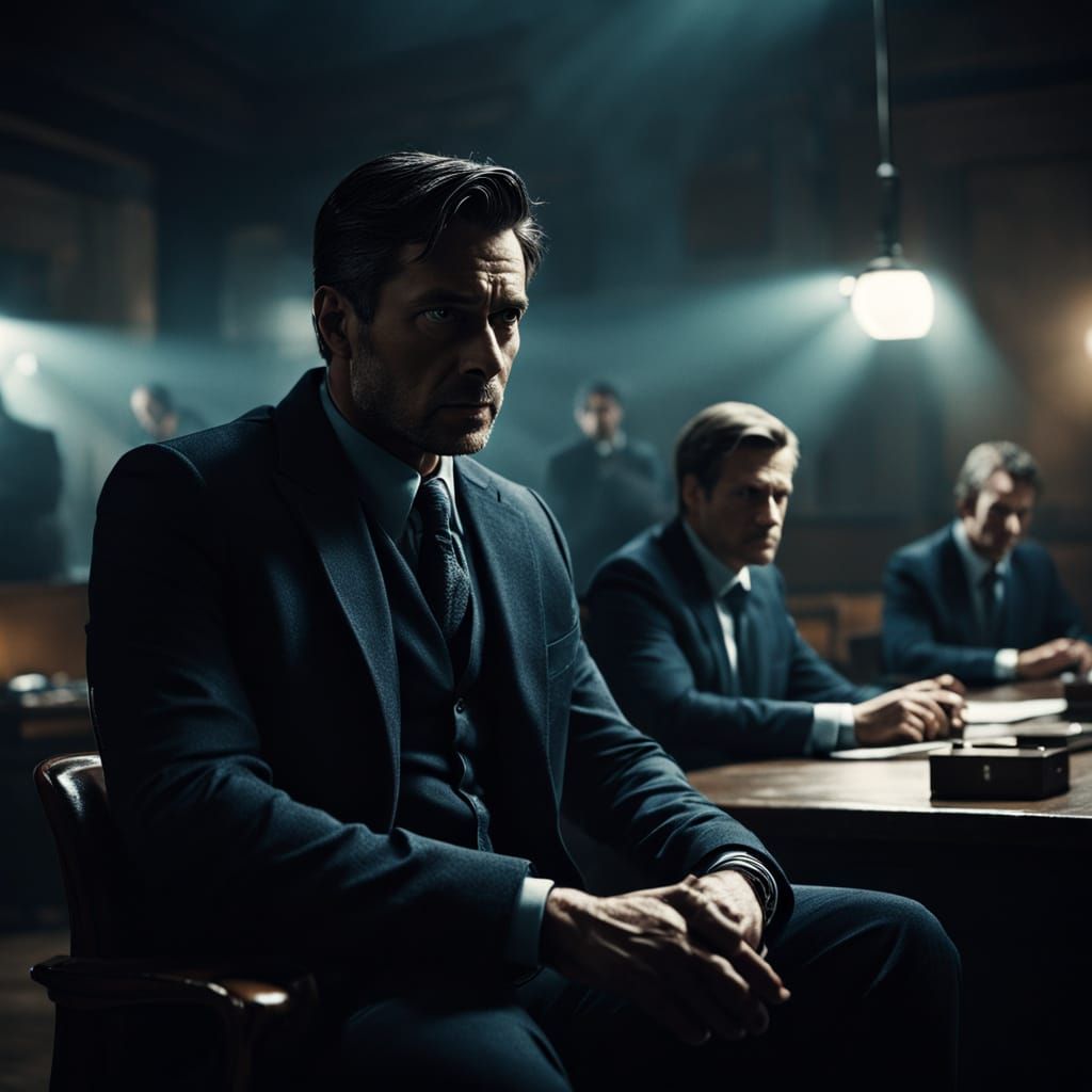 Gritty FBI Interrogation in Moody, Cinematic Style - AI Art