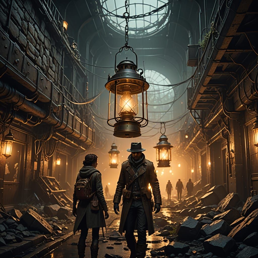 Post-Apocalyptic Underground Metropolis - AI Art