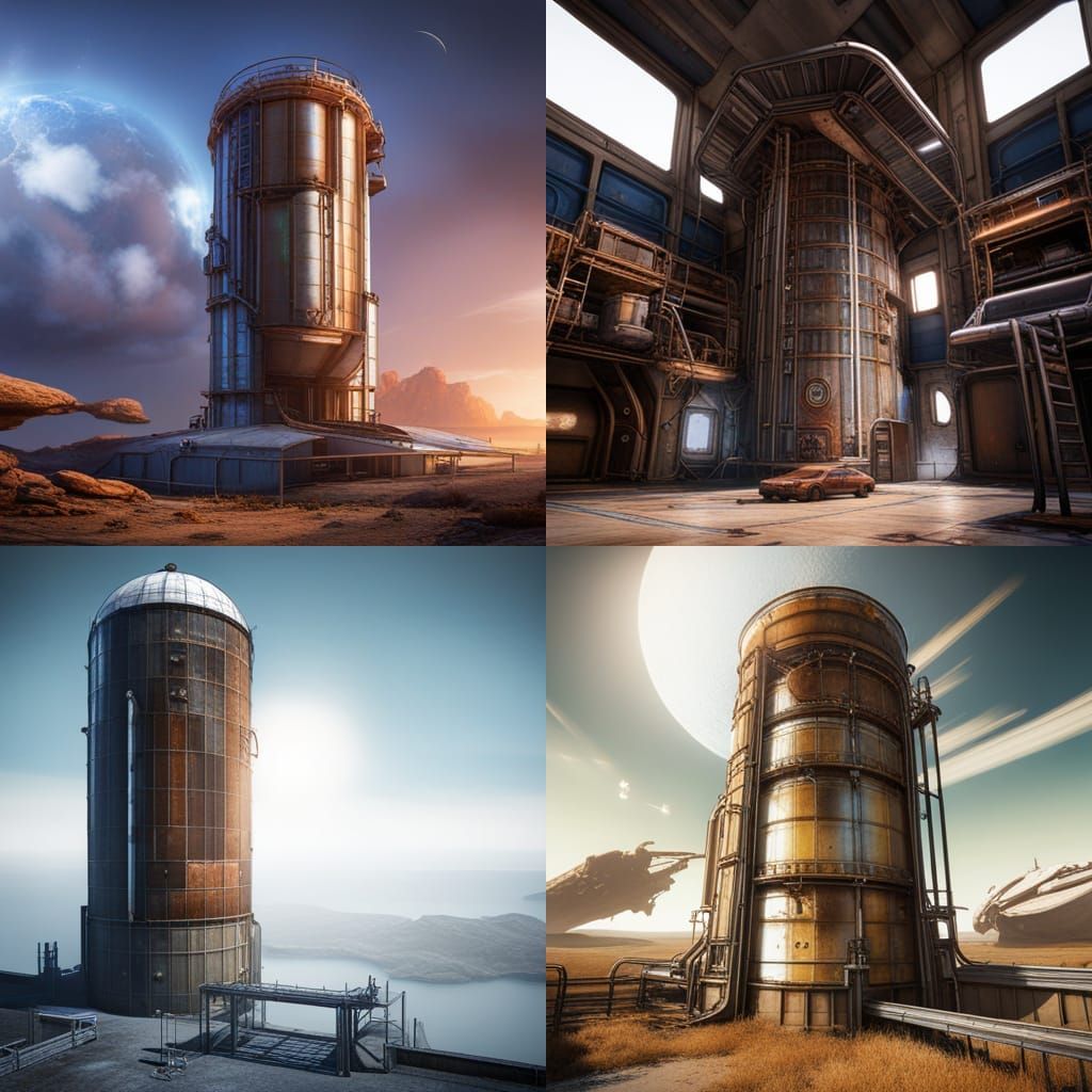Rusty Grain Silo Transforms into Futuristic Spaces... - AI Art