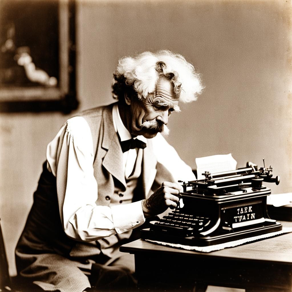 Mark Twain and the typewriter he invented - AI Generated Artwork ...