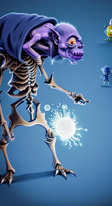 A Goblin and a Skeleton Lure A Baby Goblin and His Tiny Friend - AI ...