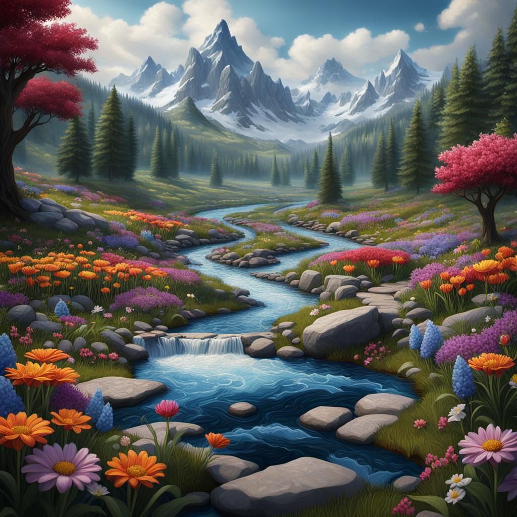 Mountain landscape - AI Generated Artwork - NightCafe Creator