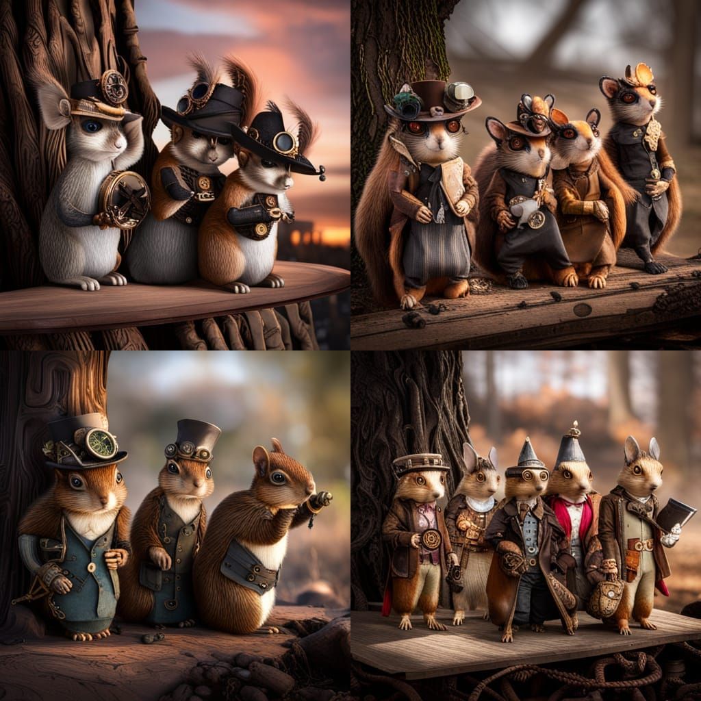 Life of steampunk Squirrels - AI Generated Artwork - NightCafe Creator