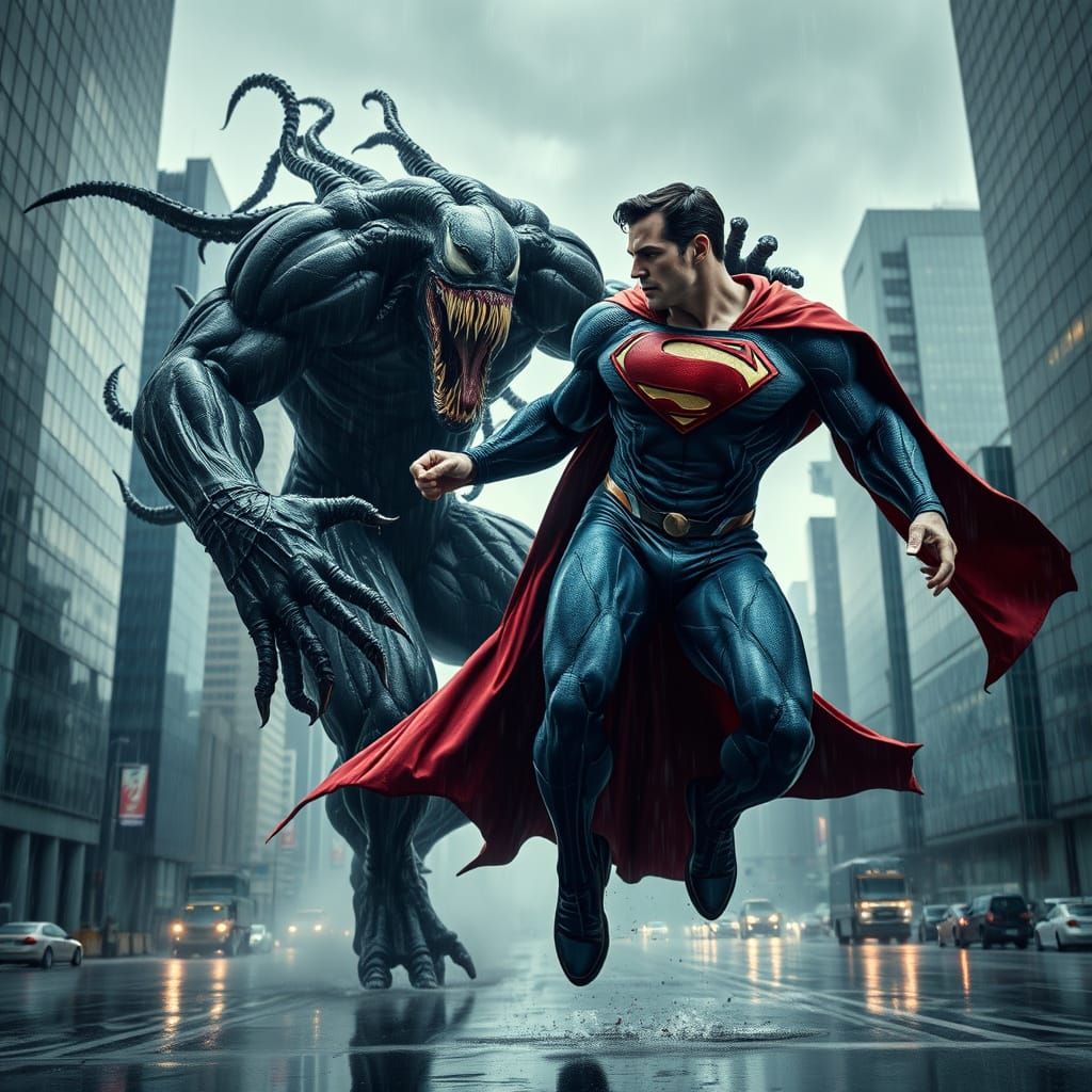 Venom vs Superman - Colossal Venom vs Superman in Gritty, Hi...