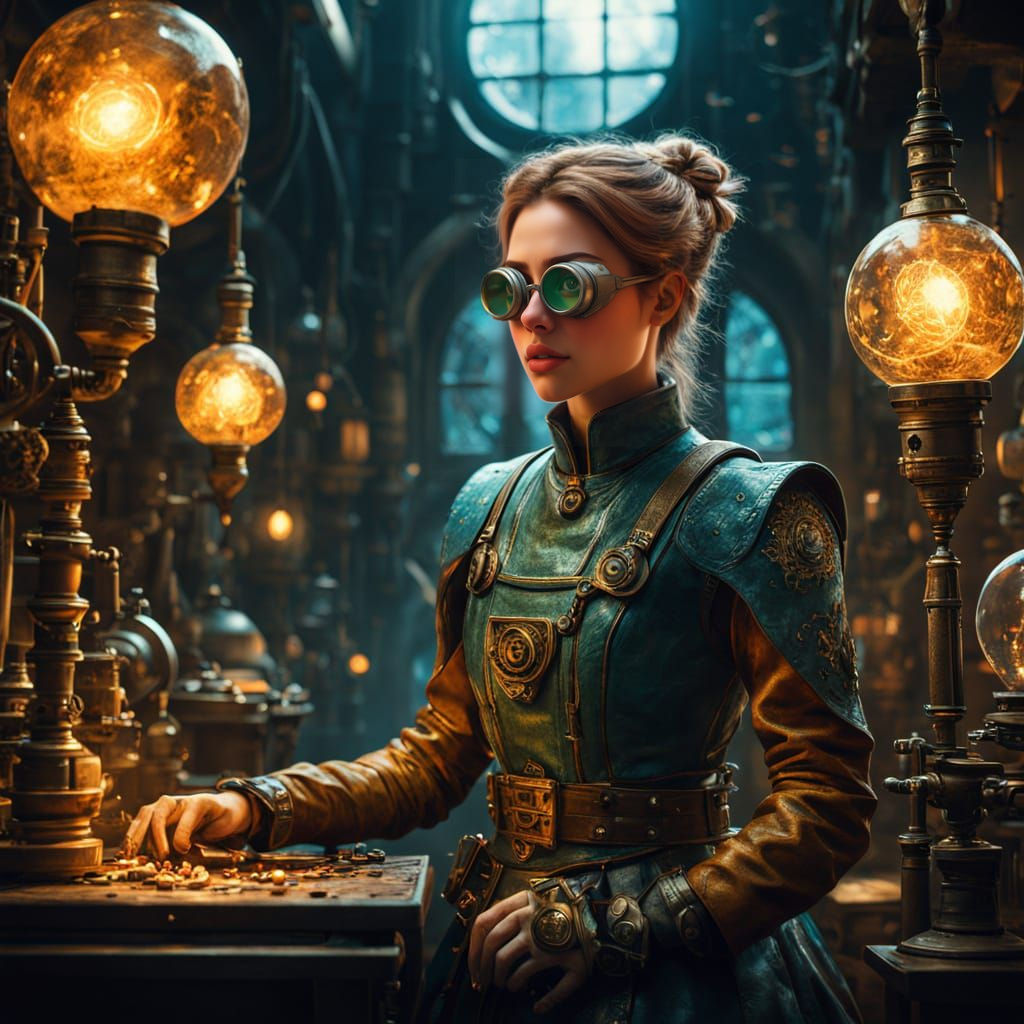 Inventor at work - Eccentric Female Inventor in Enchanting W...