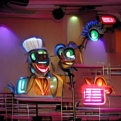 entertainment restaurant neon animatronics - AI Generated Artwork ...