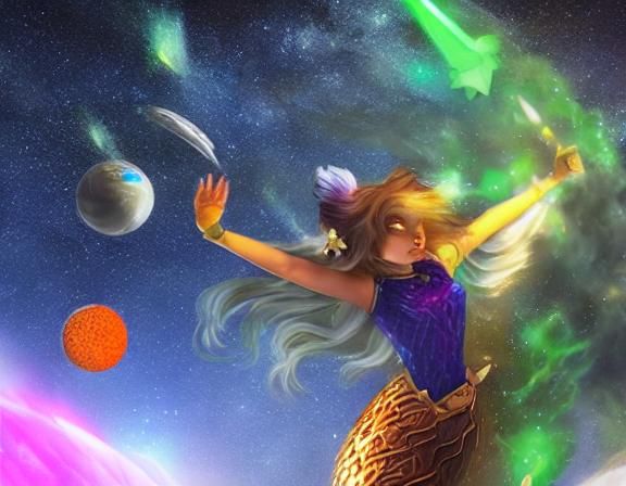 Space Mermaid Goddess swats asteroid with tail - AI Generated Artwork ...
