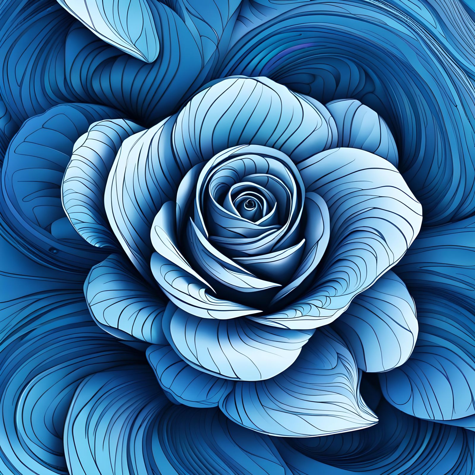 Blue Rose Line Art