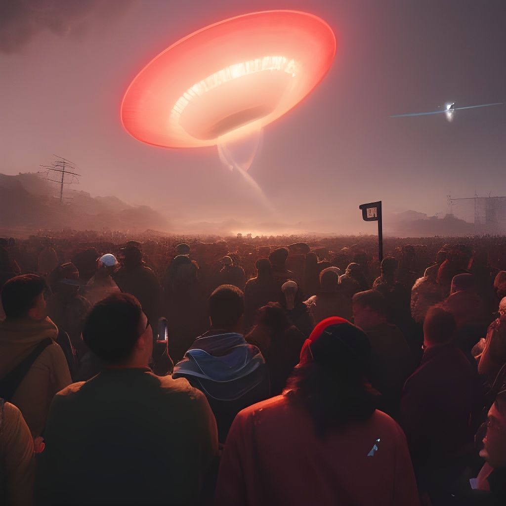 insanely detailed photo of a crowd of people in unity, watching a huge ...