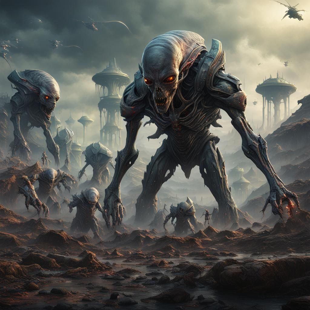 Alien Zombie war - AI Generated Artwork - NightCafe Creator