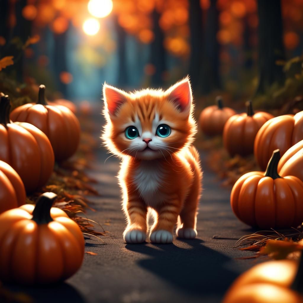 Autumn kitty 3 - AI Generated Artwork - NightCafe Creator