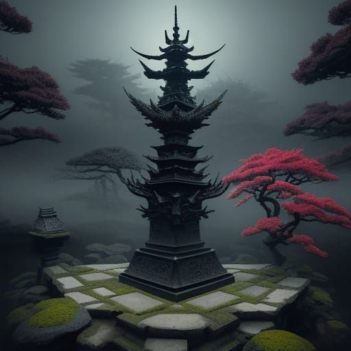 Black Dragon Bone Katana - Surreal Japanese Katana as Ukiyo-...