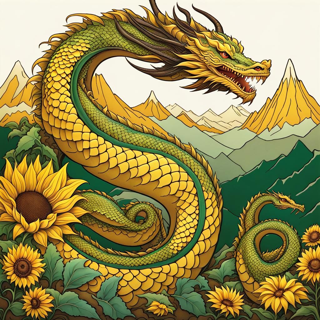 sunflower dragon - AI Generated Artwork - NightCafe Creator