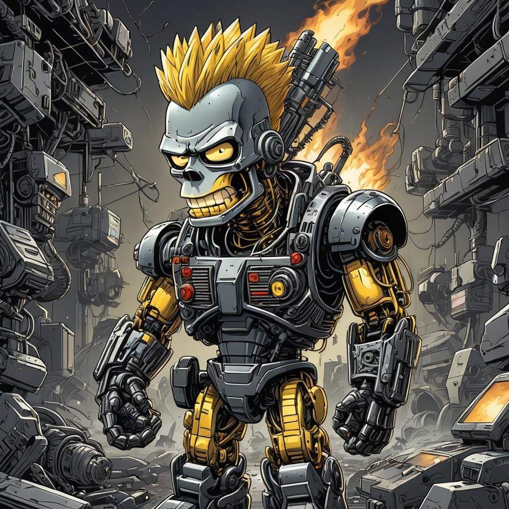 Bart Simpson as the Terminator - AI Generated Artwork - NightCafe Creator