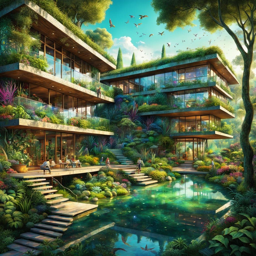 A nature-inspired architecture and lush greenery