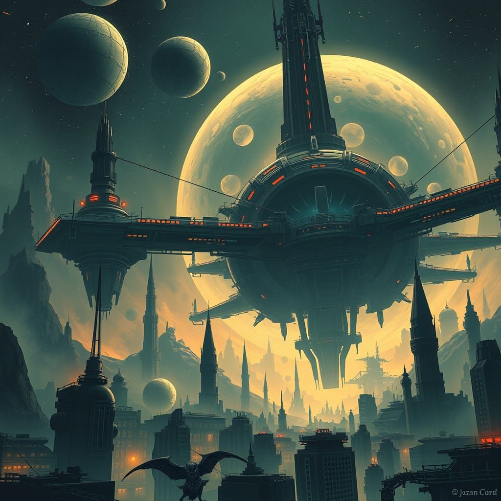 Cyberpunk Megastructure in Galactic Urban Decay - AI Art