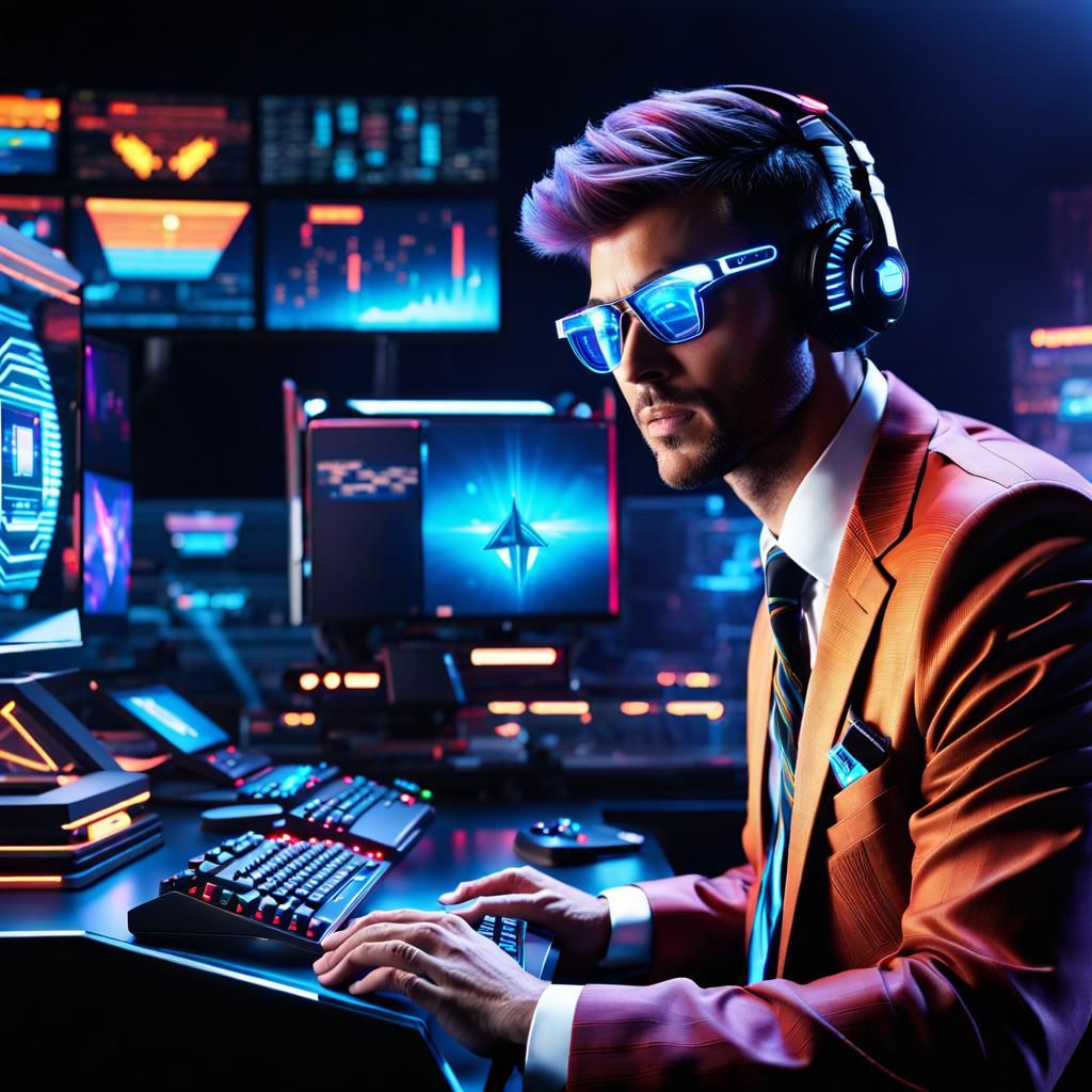 Wall Street Pro Gaming Setup - AI Generated Artwork - NightCafe Creator