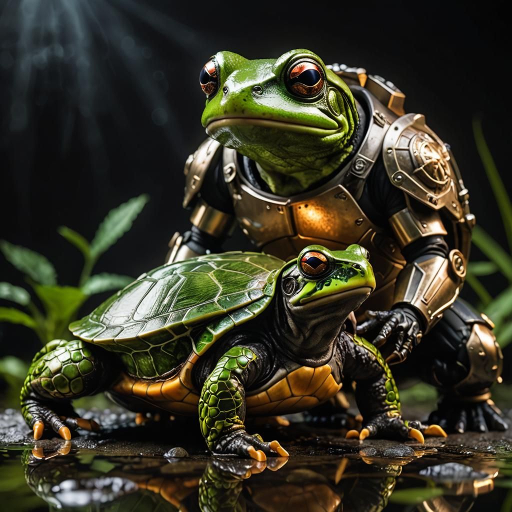 Frog and turtle hybrid in armor - AI Generated Artwork - NightCafe Creator