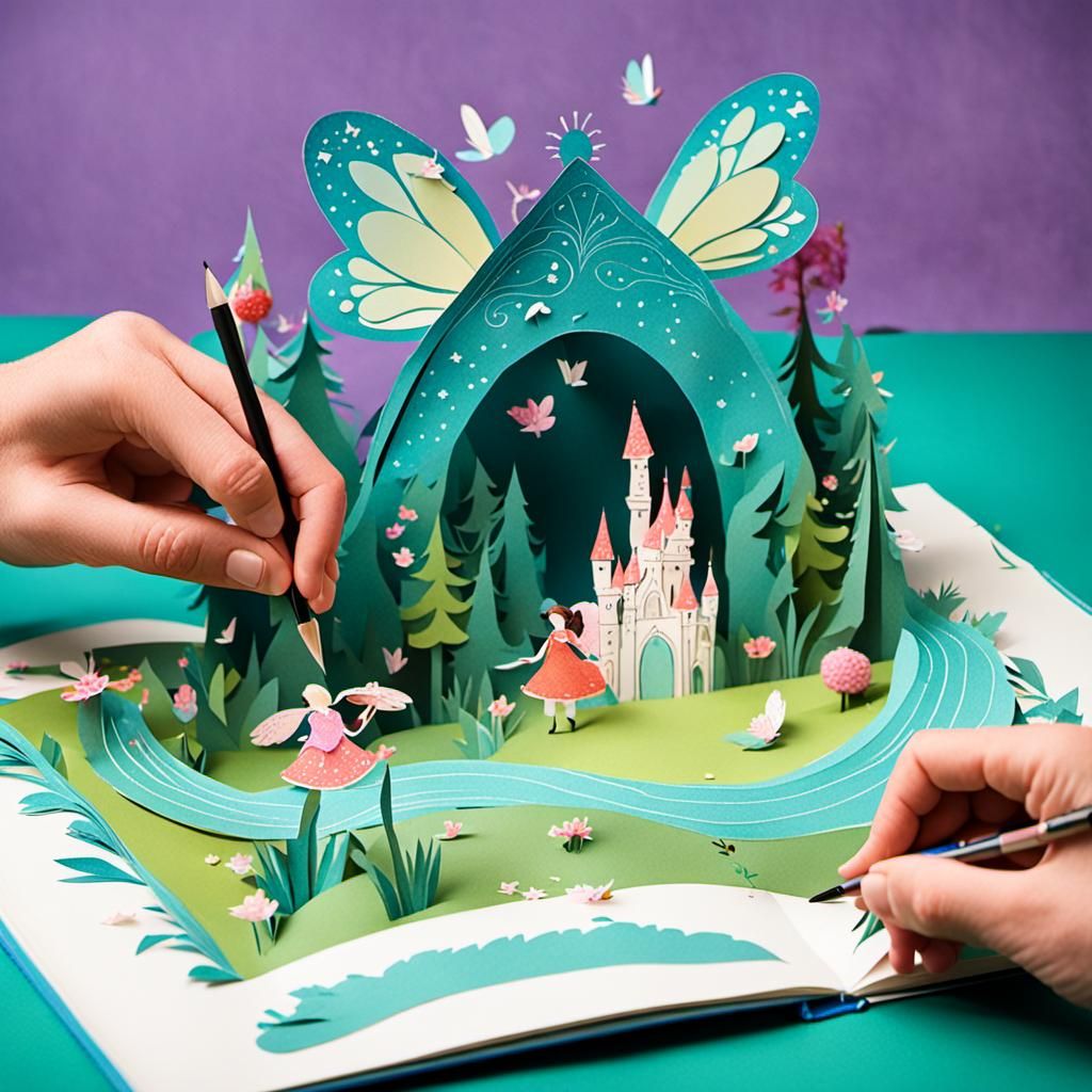 an artist creating a cute fairy tale Pop Up Book - AI Generated Artwork ...