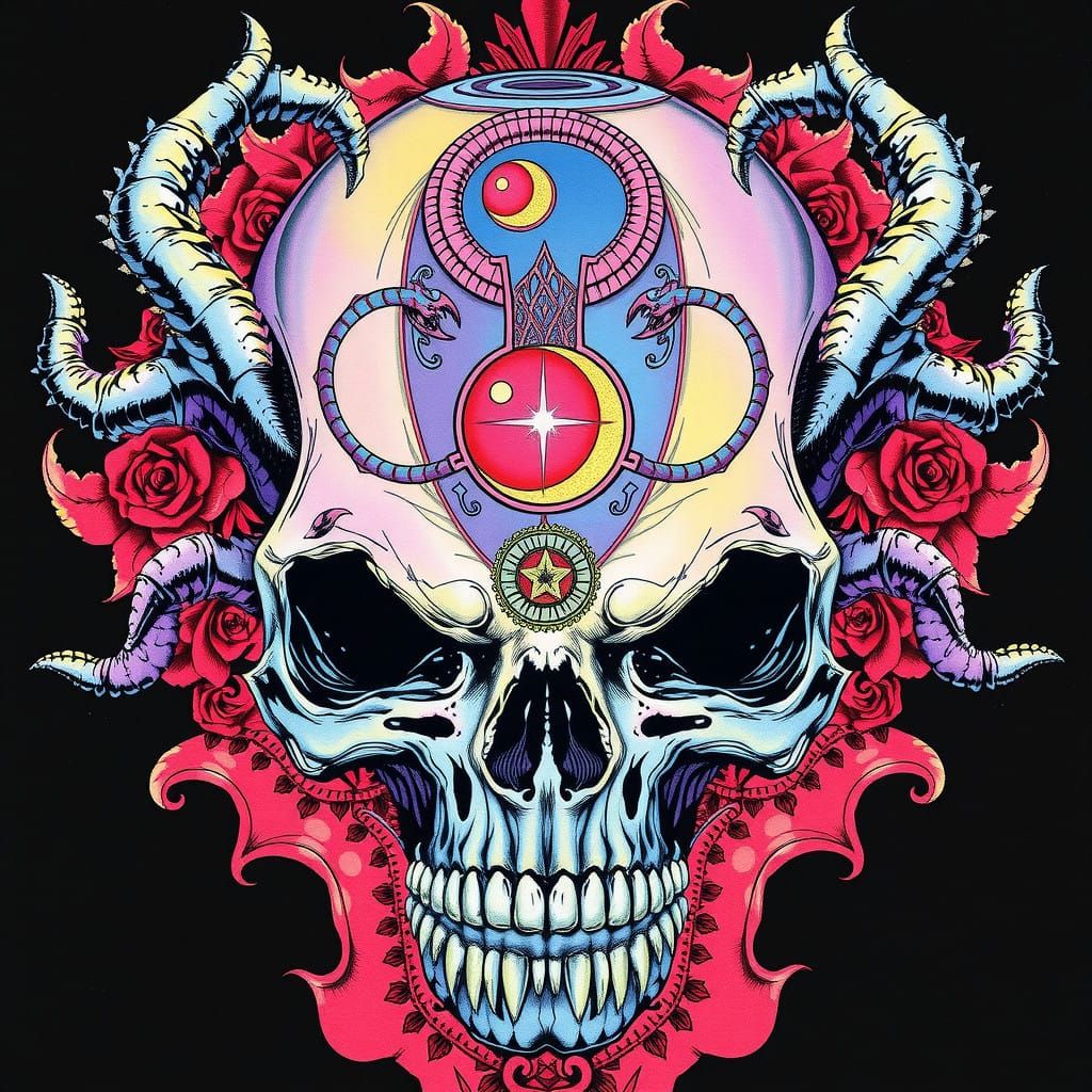 Psychedelic Skull Art of Neo-Primitivism - AI Art