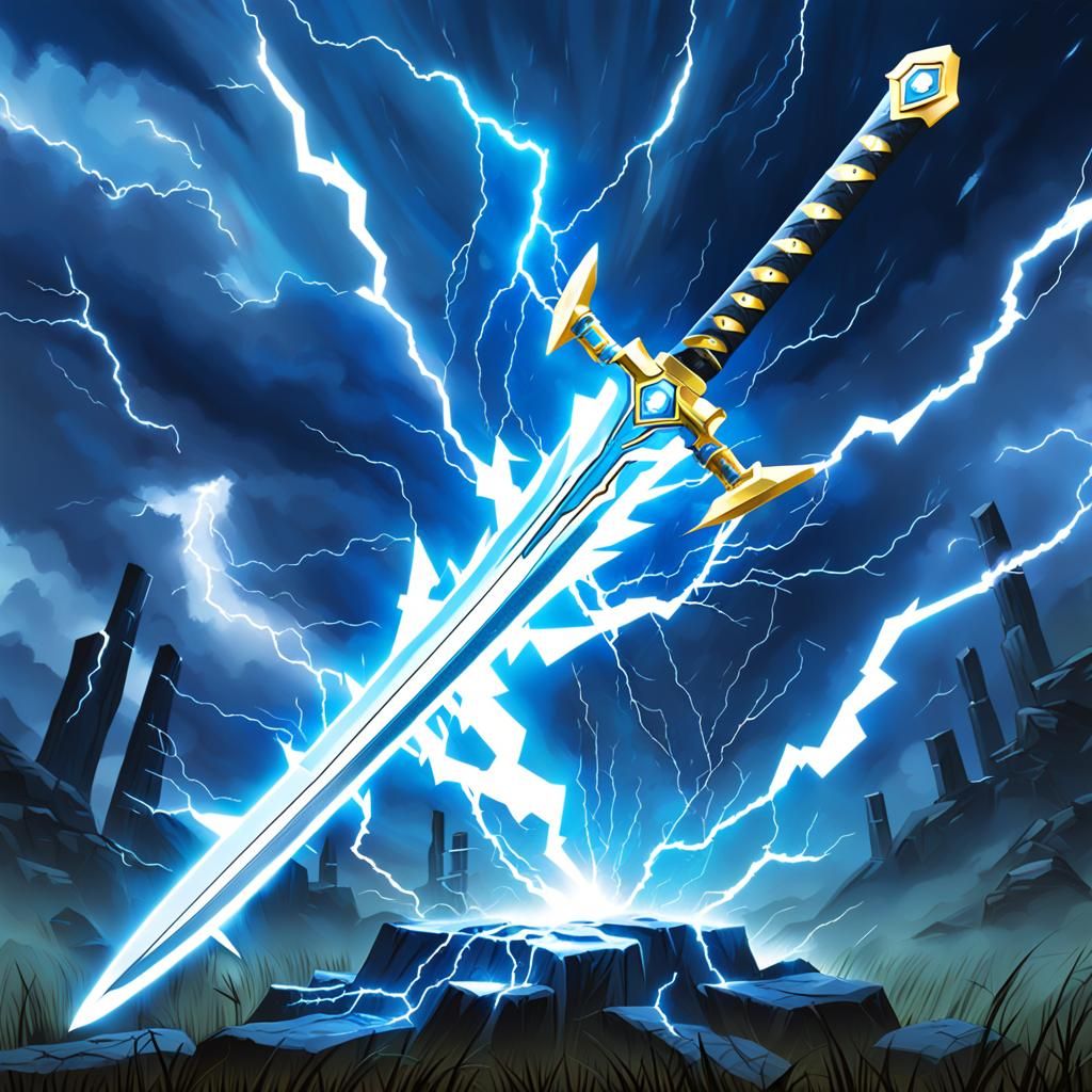 A lightning sword with a blade completely made out of a lightning - AI ...