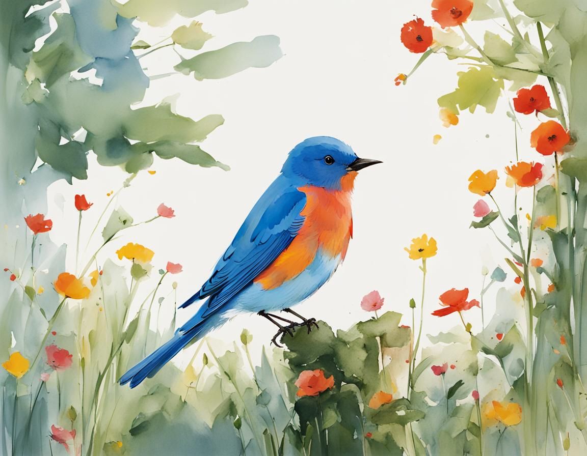 bluebird in springtime - AI Generated Artwork - NightCafe Creator