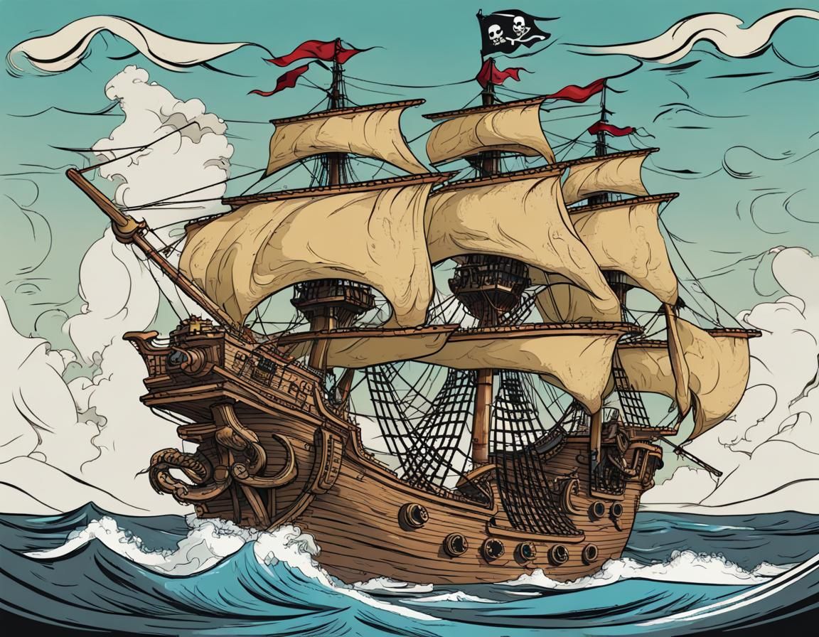 Pirate Ship, v2 - AI Generated Artwork - NightCafe Creator