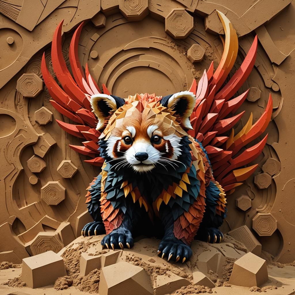 segmented red panda sand sculpture - AI Generated Artwork - NightCafe ...