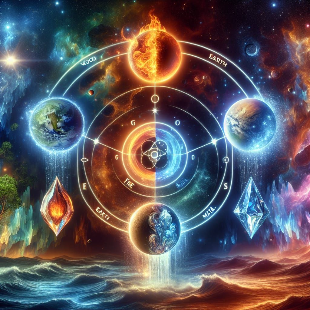 The Five Elements; illuminated Stargate style with Wood, Fire, Earth ...