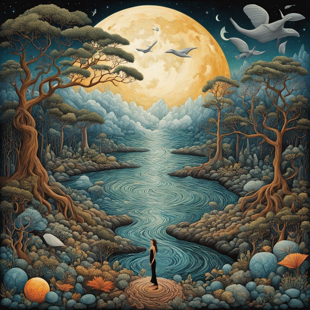 Surreal Earth Wisdom Embodied in Cosmic Harmony - AI Art