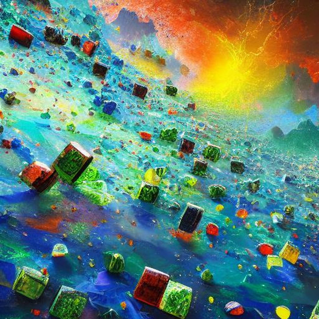 Melted smashed smashed glass and marbles abstract painting dotted ...