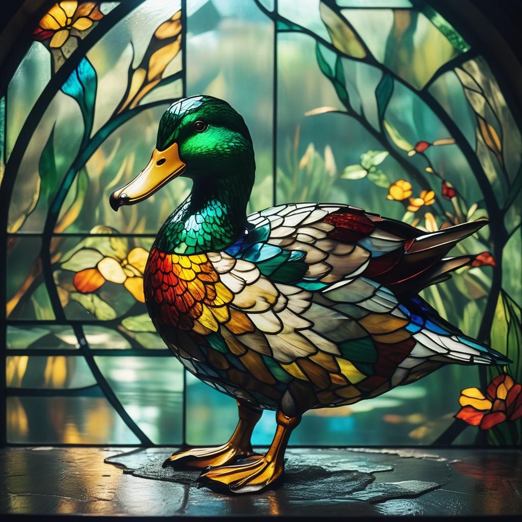 Stained glass duck - AI Generated Artwork - NightCafe Creator