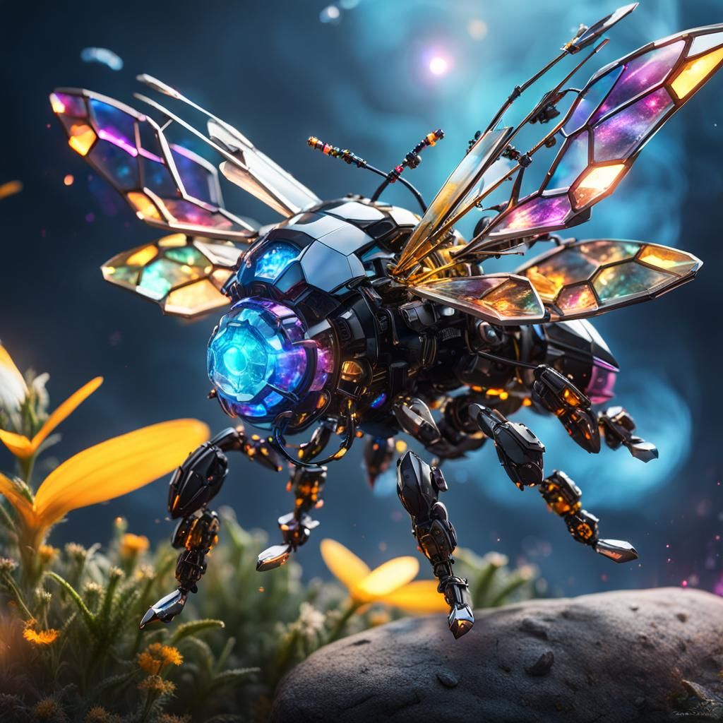 crystalized mech bee - AI Generated Artwork - NightCafe Creator