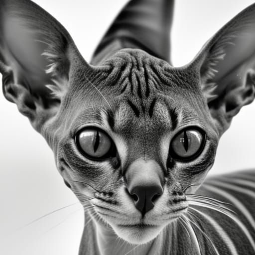 a space alien like a hairless Sphynx cat,random outdoor background ...