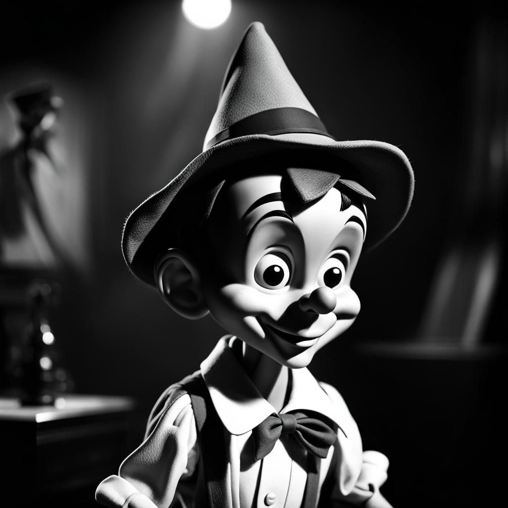 Dark Pinocchio as a character in a film noir. - AI Generated Artwork ...