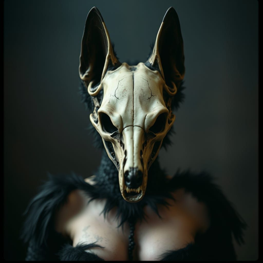 Ethereal Vixen Emerges from Darkened Landscape - AI Art