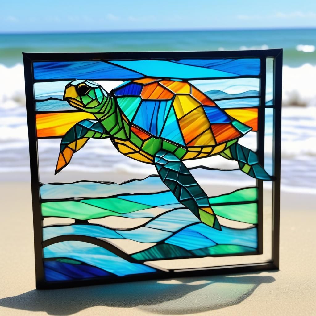 Stained glass sea turtle - AI Generated Artwork - NightCafe Creator