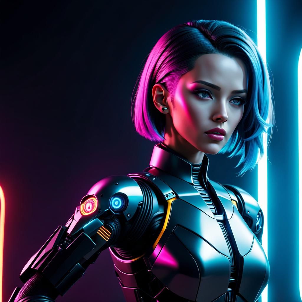 High-advanced technology personal humanized female robot, very detailed ...